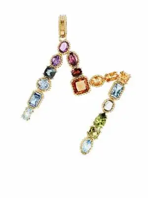 Dolce & Gabbana 18kt Yellow Multi-stone Initial M Pendant