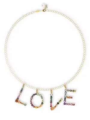 Dolce & Gabbana 18kt Yellow E Letter Gemstone Pendant - Gold