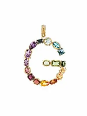 Dolce & Gabbana 18kt Yellow G Letter Gemstone Pendant - Gold
