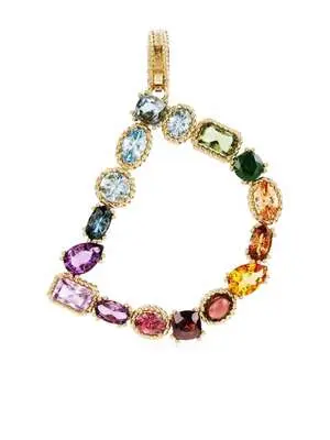 Dolce & Gabbana 18kt Yellow Gemstone D Letter Pendant - Gold