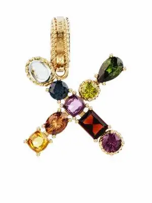 Dolce & Gabbana Rainbow Alphabet 18kt Yellow Multi-stone Pendant - Gold