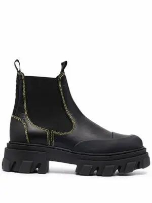 GANNI Leather Chelsea Boots - Black