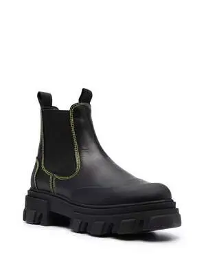GANNI Leather Chelsea Boots - Black