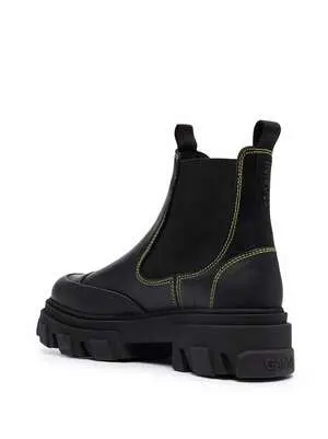 GANNI Leather Chelsea Boots - Black