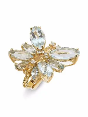 Dolce & Gabbana 18k Yellow Butterfly Aquamarine Drop Earrings