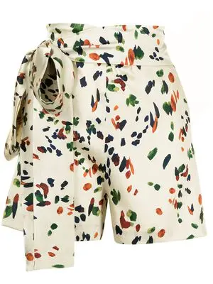 Silvia Tcherassi Watercolour-print Silk Shorts