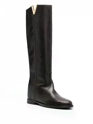 VIA ROMA 15 Logo Plaque Knee-length Boots - Brown