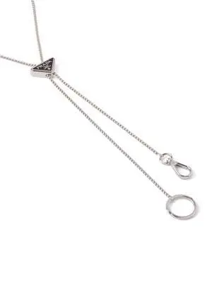 Prada Triangle Logo Keychain Necklace - Silver