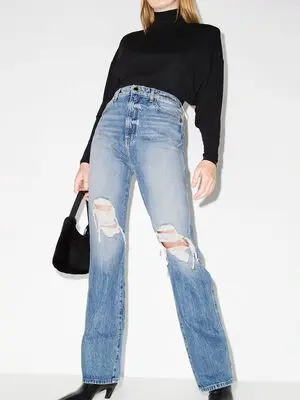 Khaite Danielle High-waisted Distressed Jeans - Blue
