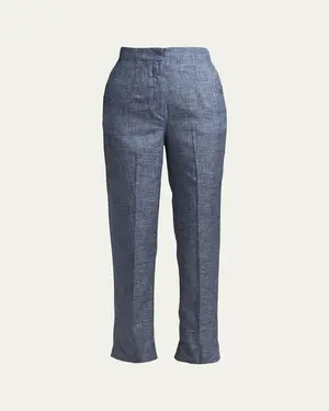 Giorgio Armani Denim-effect Silk Straight Leg Pants