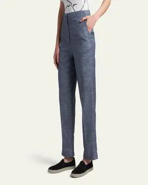 Giorgio Armani Denim-effect Silk Straight Leg Pants