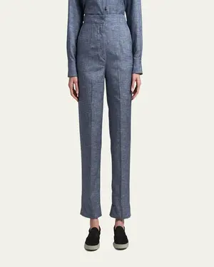 Giorgio Armani Denim-effect Silk Straight Leg Pants