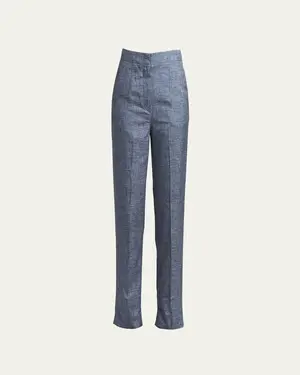 Giorgio Armani Denim-effect Silk Straight Leg Pants