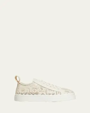 Chloé Lauren Logo Lace Low-top Sneakers - Beige