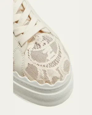 Chloé Lauren Logo Lace Low-top Sneakers - Beige