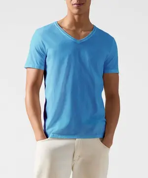 ATM Anthony Thomas Melillo Men's Classic Jersey V-neck T-shirt Cotton Aegean Blue
