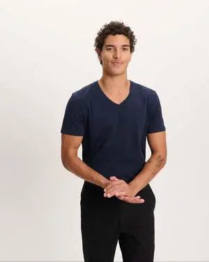 ATM Anthony Thomas Melillo Classic Jersey V-neck T-shirt Cotton - Midnight