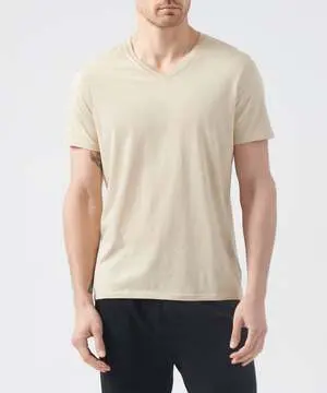 ATM Anthony Thomas Melillo Men's Classic Jersey V-neck T-shirt Cotton Sand Dune