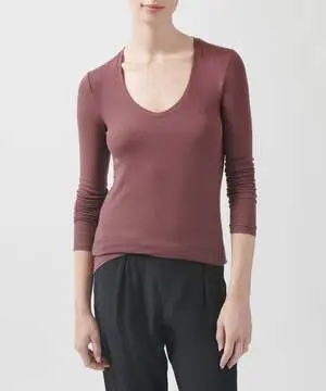 ATM Anthony Thomas Melillo Modal Rib Long Sleeve V-Neck T-Shirt Cordovan
