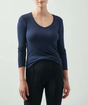 ATM Anthony Thomas Melillo Modal Rib Long Sleeve V-Neck T-Shirt Midnight