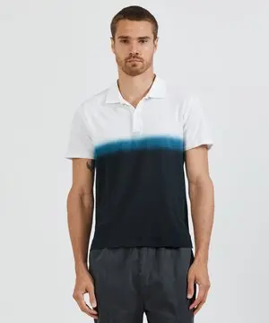 ATM Anthony Thomas Melillo Men's Classic Jersey Polo T-shirt Cotton Black/ Prussian/ White
