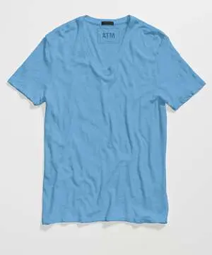 ATM Anthony Thomas Melillo Slub Jersey V-neck T-shirt Antique Blue