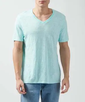 ATM Anthony Thomas Melillo Slub Jersey V-neck T-shirt Aqua Mist