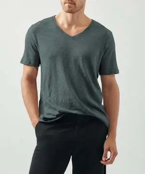 ATM Anthony Thomas Melillo Slub Jersey V-neck T-shirt Coal