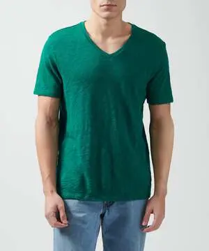 ATM Anthony Thomas Melillo Slub Jersey V-neck T-shirt Forest Green