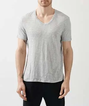 ATM Anthony Thomas Melillo Slub Jersey V-neck T-shirt Heather Grey