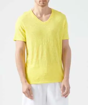 ATM Anthony Thomas Melillo Slub Jersey V-neck T-shirt Lemonade