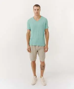 ATM Anthony Thomas Melillo Slub Jersey V-neck T-shirt Mediterranean Green