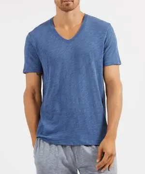 ATM Anthony Thomas Melillo Slub Jersey V-neck T-shirt Ocean