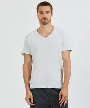 ATM Anthony Thomas Melillo Slub Jersey V-neck T-shirt Pearl