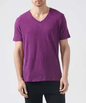 ATM Anthony Thomas Melillo Slub Jersey V-neck T-shirt Plum