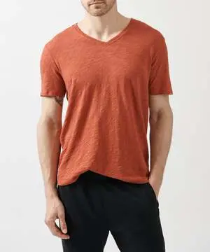 ATM Anthony Thomas Melillo Slub Jersey V-neck T-shirt Spice