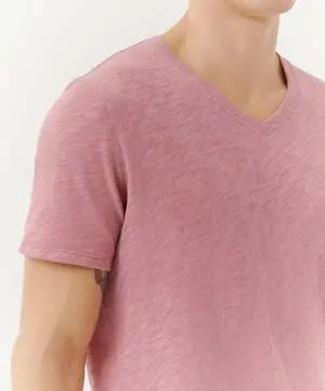 ATM Anthony Thomas Melillo Slub Jersey V-neck T-shirt Summer Rose