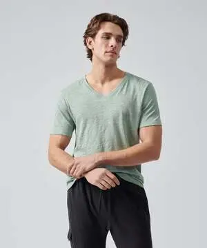 ATM Anthony Thomas Melillo Slub Jersey V-neck T-shirt Surf Green