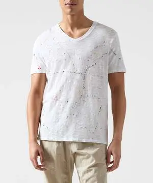 ATM Anthony Thomas Melillo Slub Jersey V-neck T-shirt White Combo