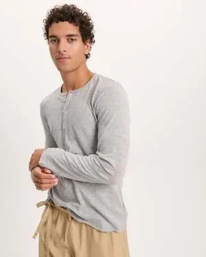 ATM Anthony Thomas Melillo Slub Jersey Destroyed Wash Henley Top - Heathered Grey