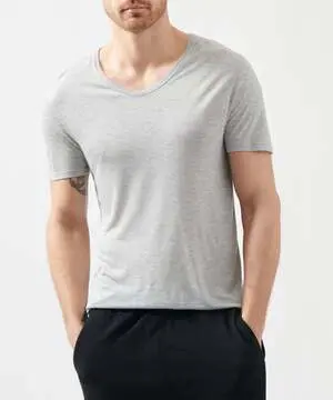 ATM Anthony Thomas Melillo Modal Jersey V-Neck T-Shirt Heather Grey