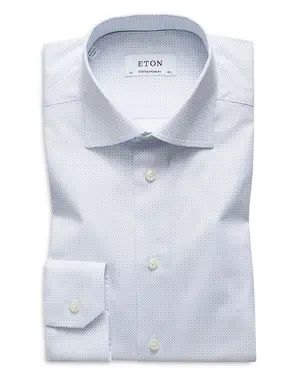 Eton Micro Print Contemporary Fit Dress Shirt - Blue