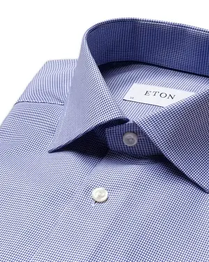 Eton Slim Fit Houndstooth Dress Shirt - Blue