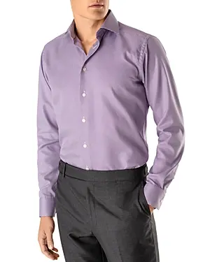 Eton Slim Fit Houndstooth Dress Shirt Purple