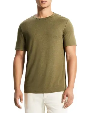 Theory Essential Tee In Modal Jersey Dark Olive