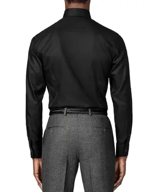 Eton Contemporary Fit Diagonal Weave Shirt - Black