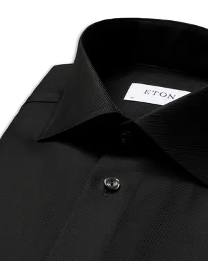 Eton Contemporary Fit Diagonal Weave Shirt - Black