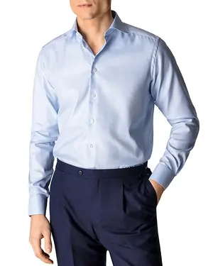Eton Contemporary Fit Diagonal Weave Shirt - Blue