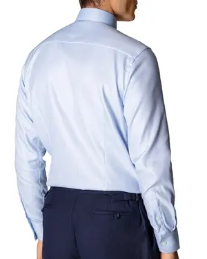 Eton Contemporary Fit Diagonal Weave Shirt - Blue