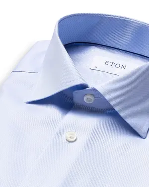Eton Contemporary Fit Diagonal Weave Shirt - Blue